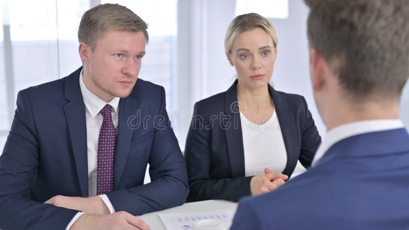 Business Team Discussing with Client at Work Stock Image - Image of ...
