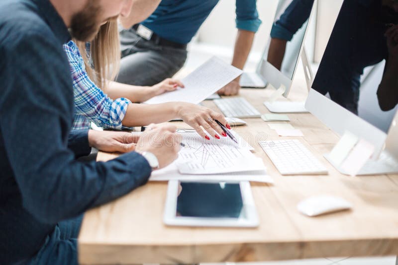 Business Team Discussing Documentation for New Project Stock Image ...