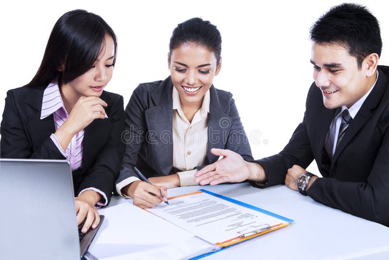 Business Team Discussing a Documents Stock Image - Image of partners ...