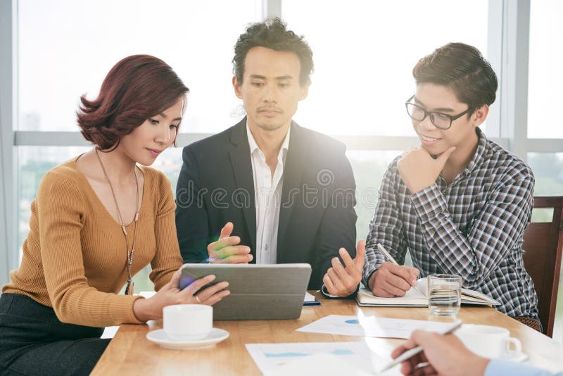 Analyzing Data on Tablet Computer Stock Photo - Image of online, device ...