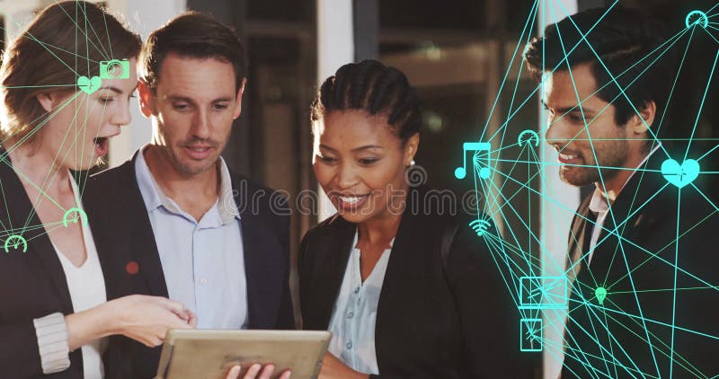 Business Team Discussing Over Digital Network Connections and Data ...