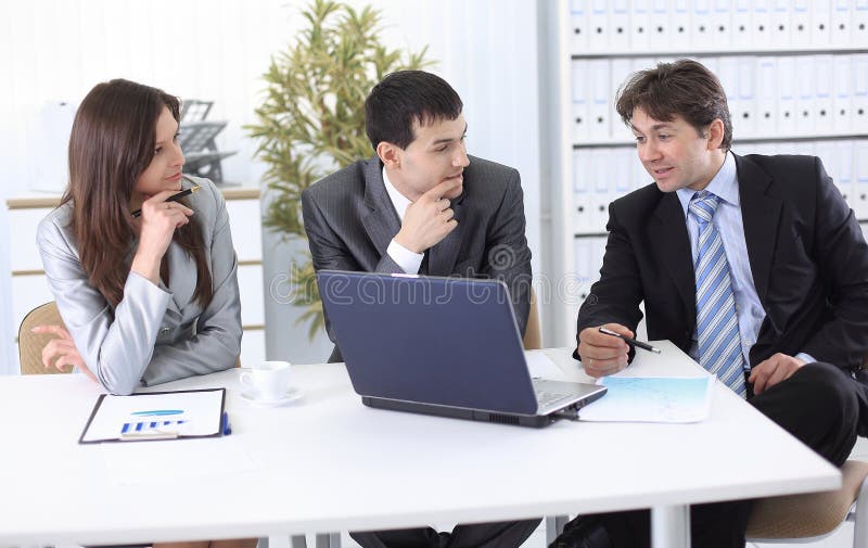 Business Team Discusses Work Plan Stock Image - Image of professional ...
