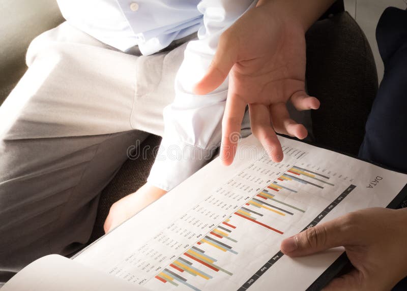 Business Team Discussion Break Concept Close Up at Charts Stock Photo ...
