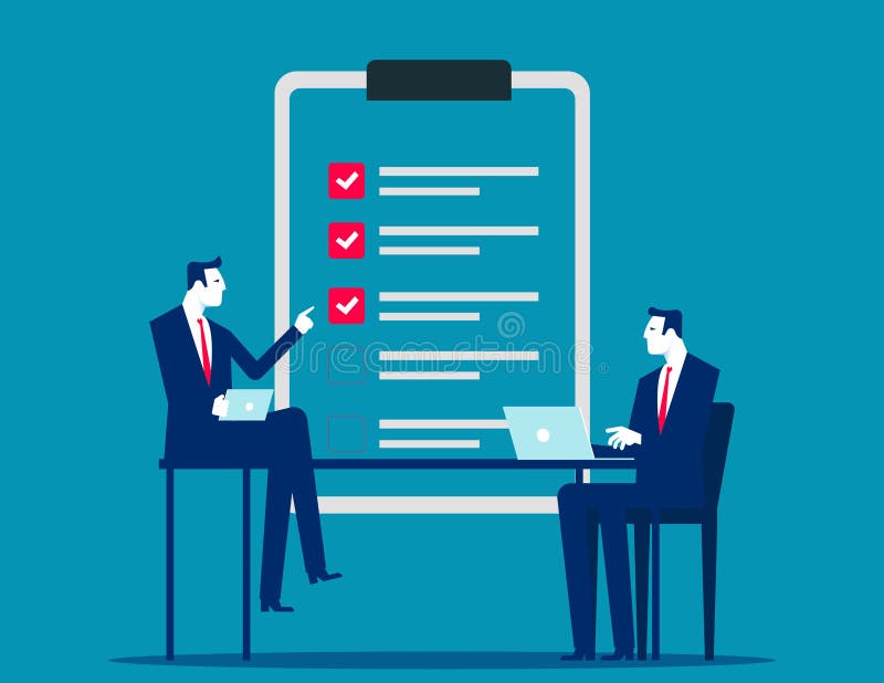 Business Team Fill Out Checklist. Todo List Vector Concept Stock Vector ...