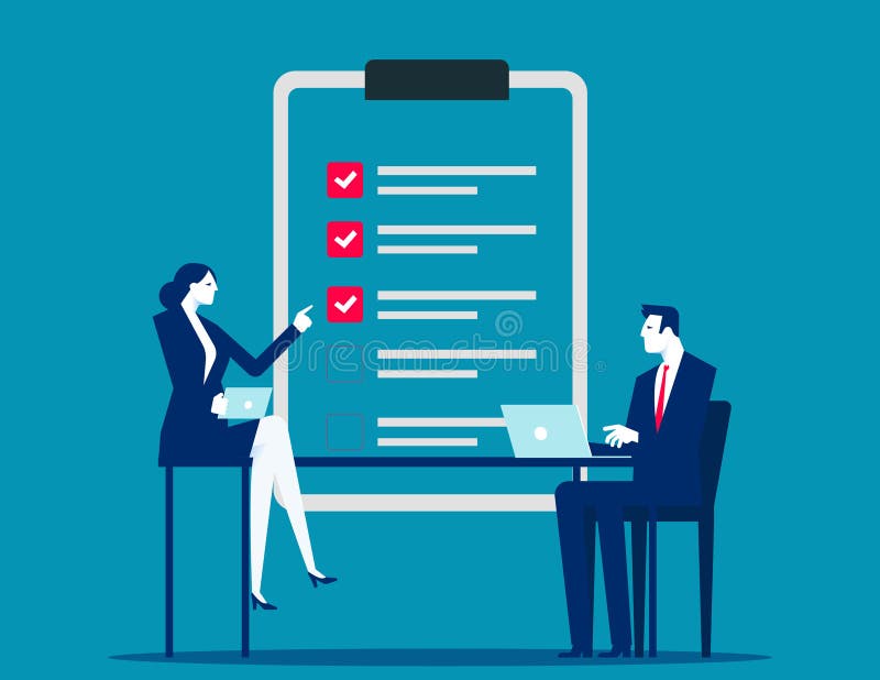 Business Team Fill Out Checklist. Todo List Vector Concept Stock Vector ...