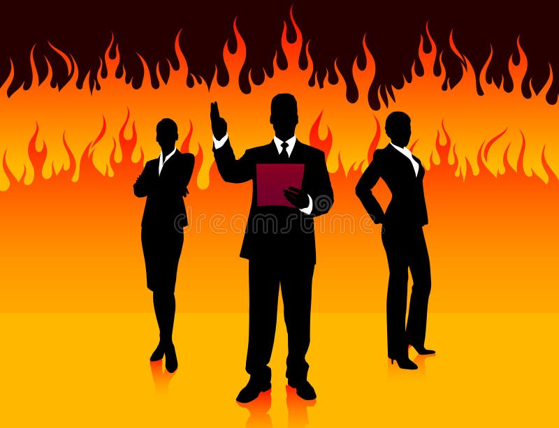 Business Team on Fire Background Stock Illustration - Illustration of ...