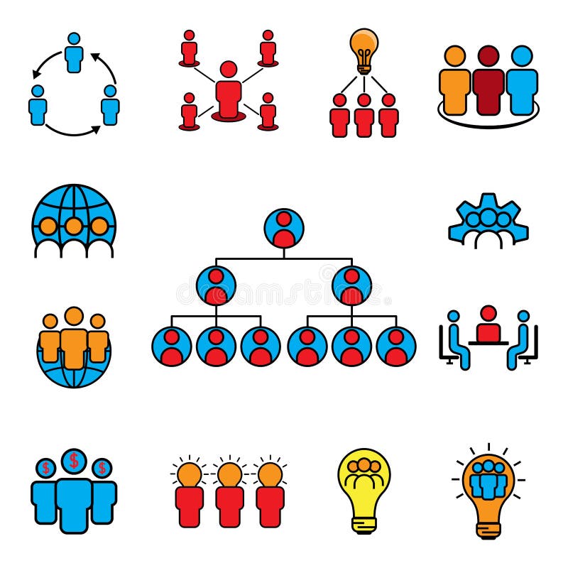 Business Team Flat Icon Set. Design Vector Stock Vector - Illustration ...