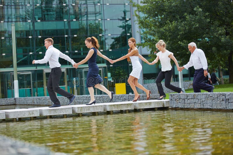 Business Team Forming Network while Running Stock Image - Image of ...