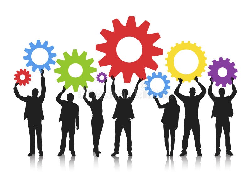 Business Team with Gear Bubble Presentation Concept Stock Illustration ...