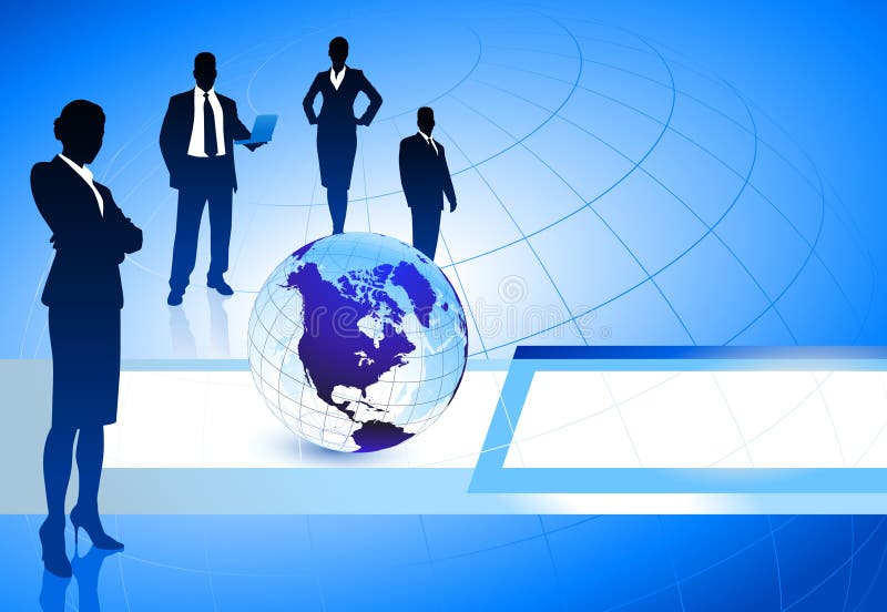 Business Team with Globe on Abstract Background Stock Illustration ...