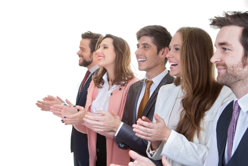 Business Team Group Applauding in Meeting Stock Photo - Image of ...