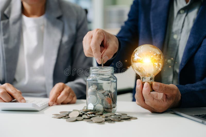 Business Team Hand Showing Creative Business Strategy with Light Bulb ...