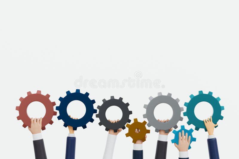 Business Team Hands Connect and Joining a Piece of Gear, Partnership ...