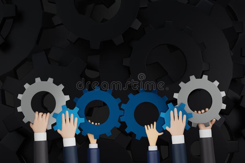 Business Team Hands Connect and Joining a Piece of Gear, Partnership ...