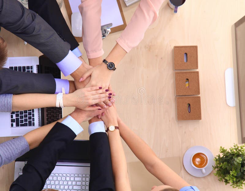 Business Team with Hands Together - Teamwork Stock Photo - Image of ...