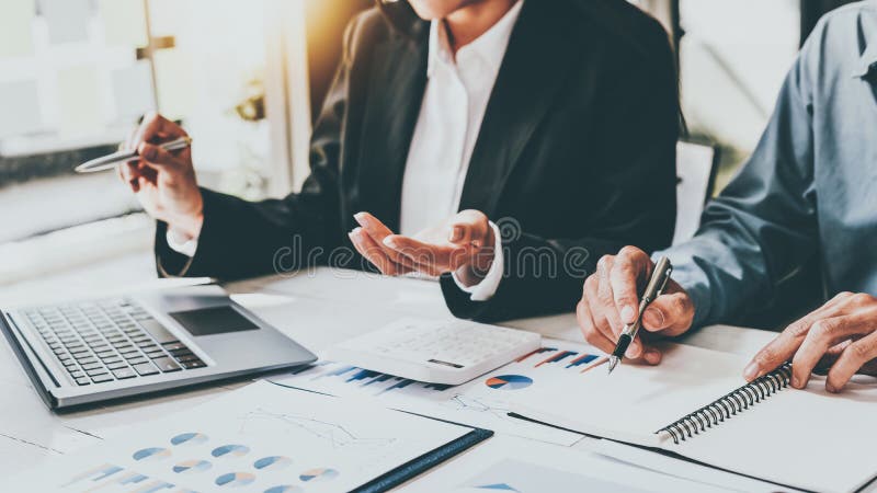 Business Team Hands Working with Document at Working with Plan on ...