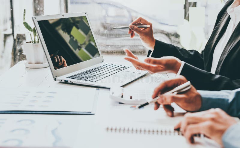 Business Team Hands Working with Document at Working with Plan on ...