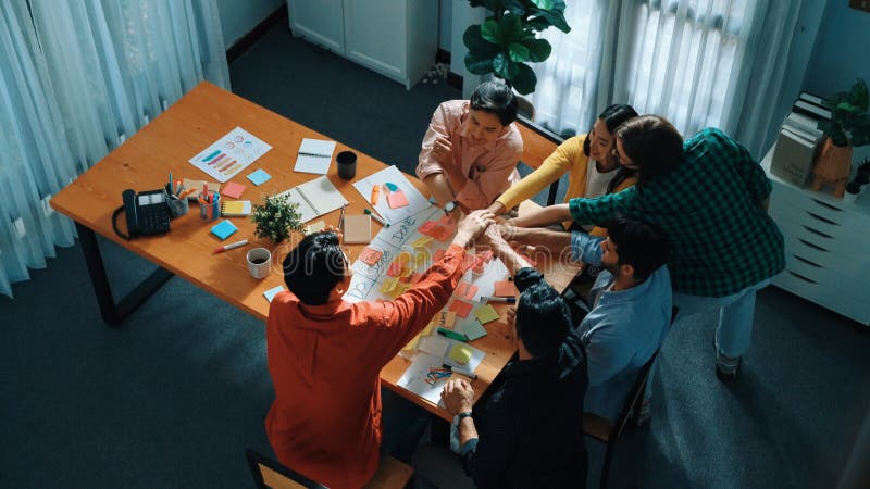 Business Team Hands Writing and Putting Sticky Note on Task Board. Convocation. Stock Photo ...