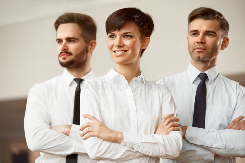 Business Team. Happy Smiling People Standing in Office Stock Image ...