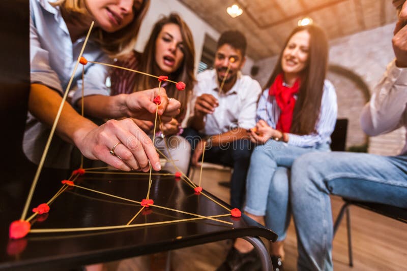 Teambuilding Activity. Business People Making Team Training Exercise ...