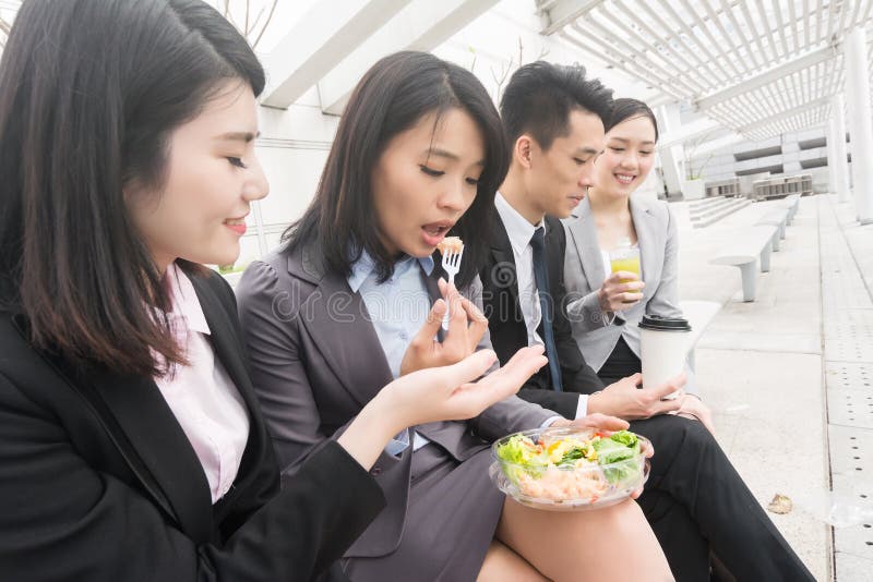 Business team having lunch stock photo. Image of breakfast - 71302472