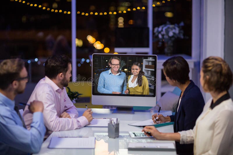 Business Team Having Video Conference Stock Image - Image of ...