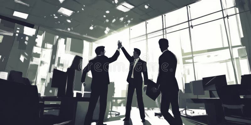 Business Team High Five in Modern Office with Achievement Concept Theme ...