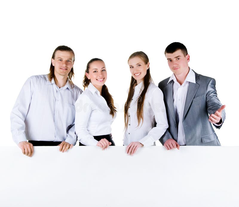 Business Team Holding a Large Blank Stock Photo - Image of caucasian ...