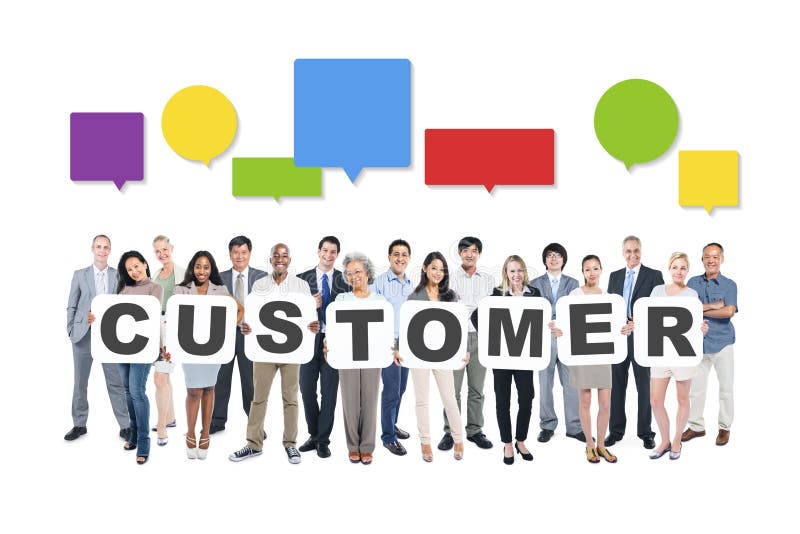 Business Team Holding Word Customer Stock Photo - Image of community ...
