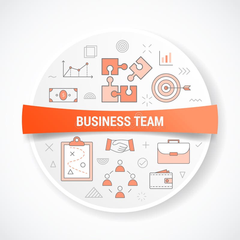 Business Team with Icon Concept with Round or Circle Shape Stock Vector ...