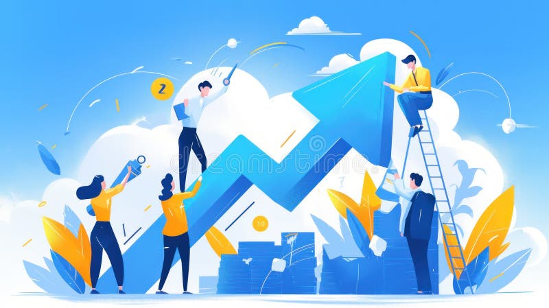Design of Business People Working Together Creating an Upward Trend ...