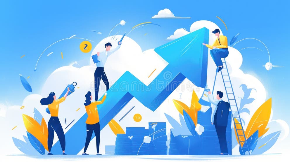 Design of Business People Working Together Creating an Upward Trend ...