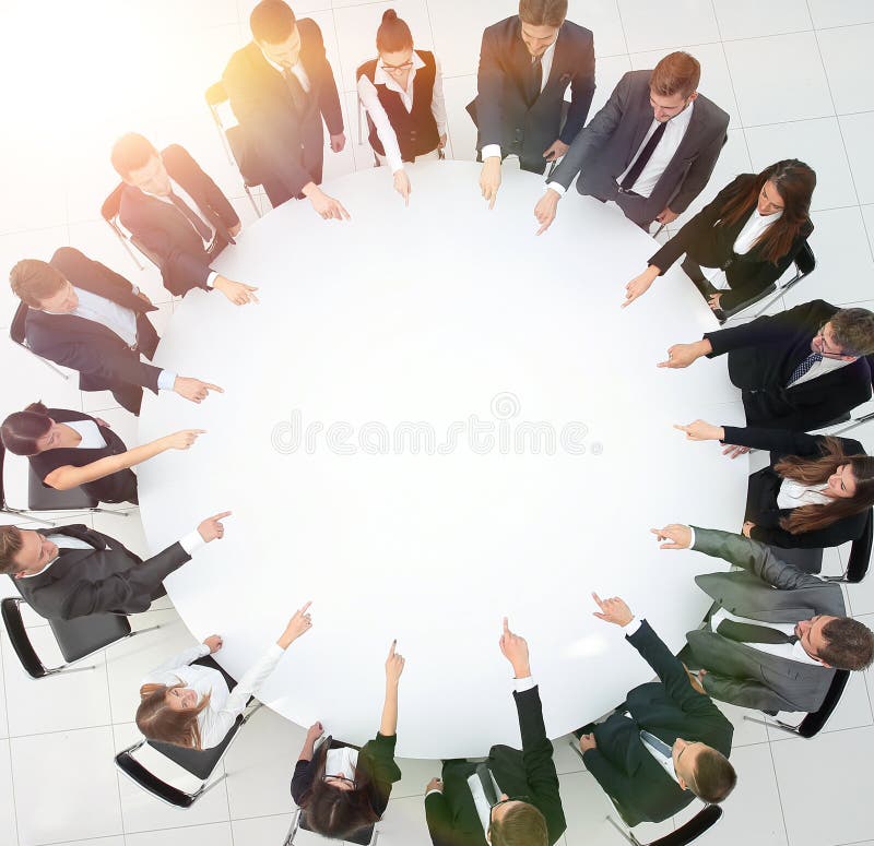 Business Team Indicates the Center of the Round Table. Stock ...