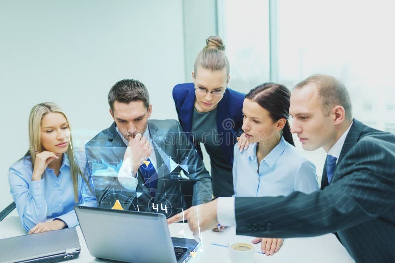 Business Team with Laptop Having Discussion Stock Image - Image of ...