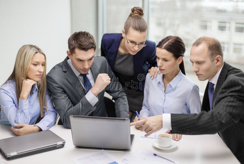 Business Team with Laptop Having Discussion Stock Photo - Image of ...