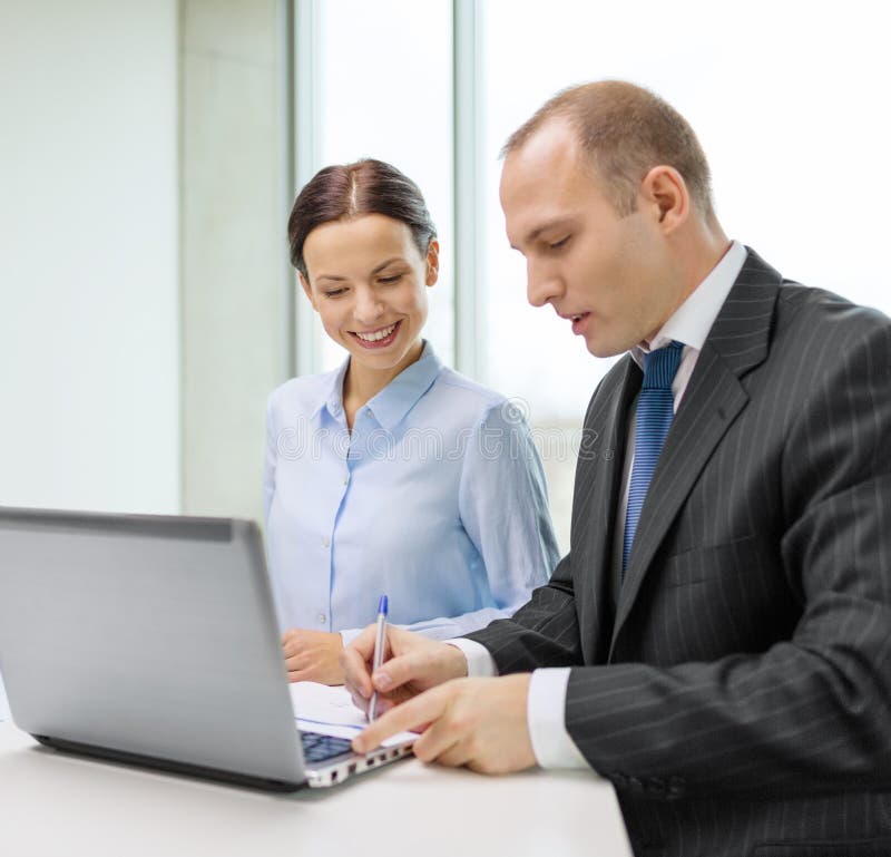 Business Team with Laptop Having Discussion Stock Photo - Image of ...