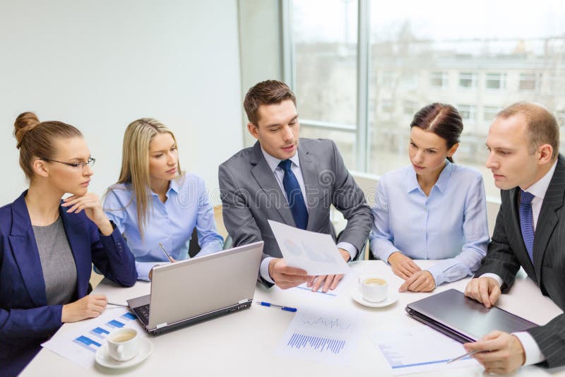 Business Team with Laptop Having Discussion Stock Image - Image of ...