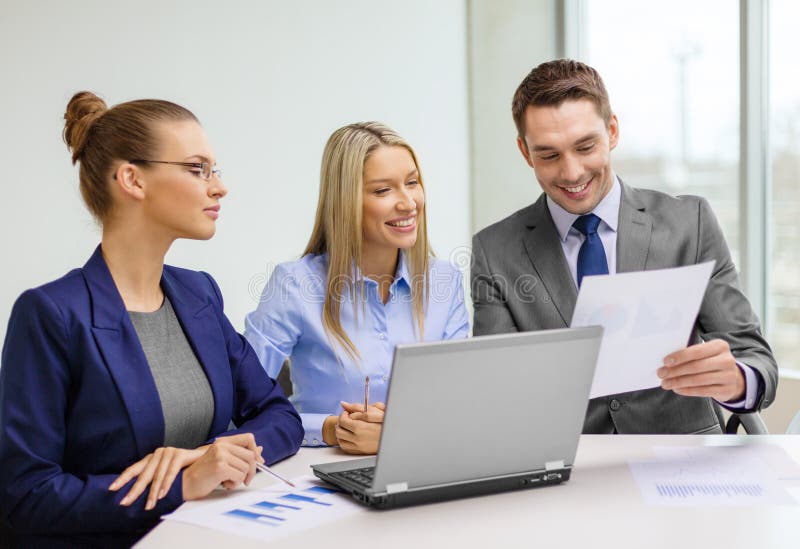 Business Team with Laptop Having Discussion Stock Image - Image of ...