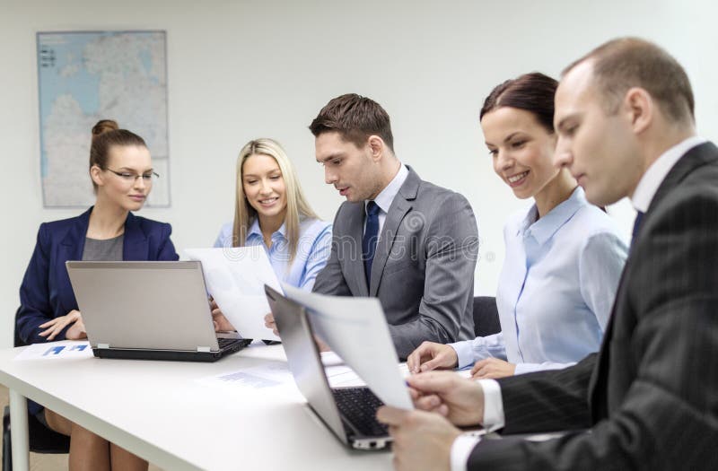 Business Team with Laptop Having Discussion Stock Image - Image of ...