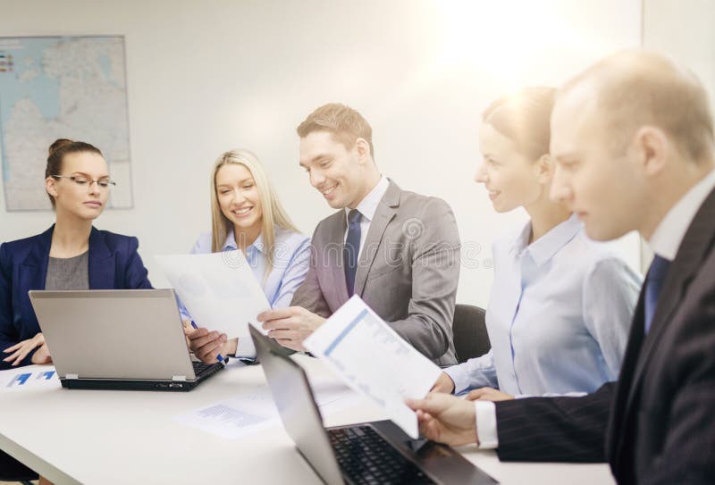 Business Team with Laptop Having Discussion Stock Image - Image of ...