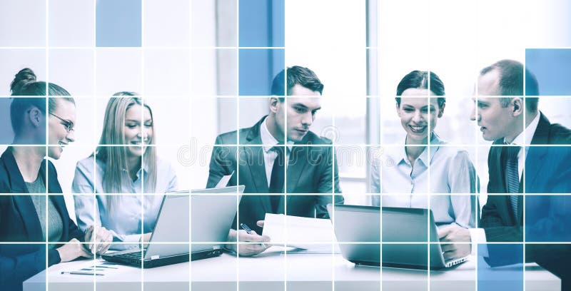 Business Team with Laptop Having Discussion Stock Photo - Image of ...