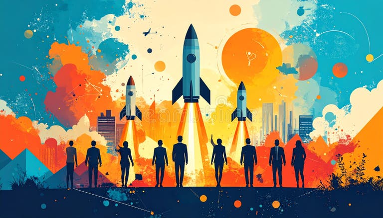 Business Team Launching New Projects, Startups, and Innovation Stock ...