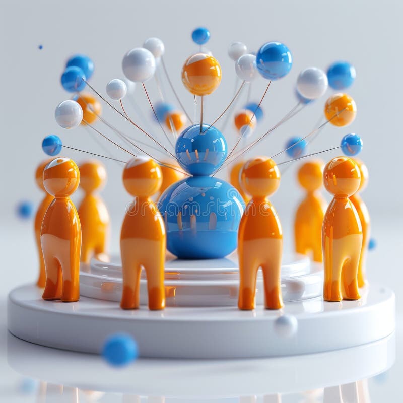 Business Team Leadership and Collaboration with Conceptual Figures and ...