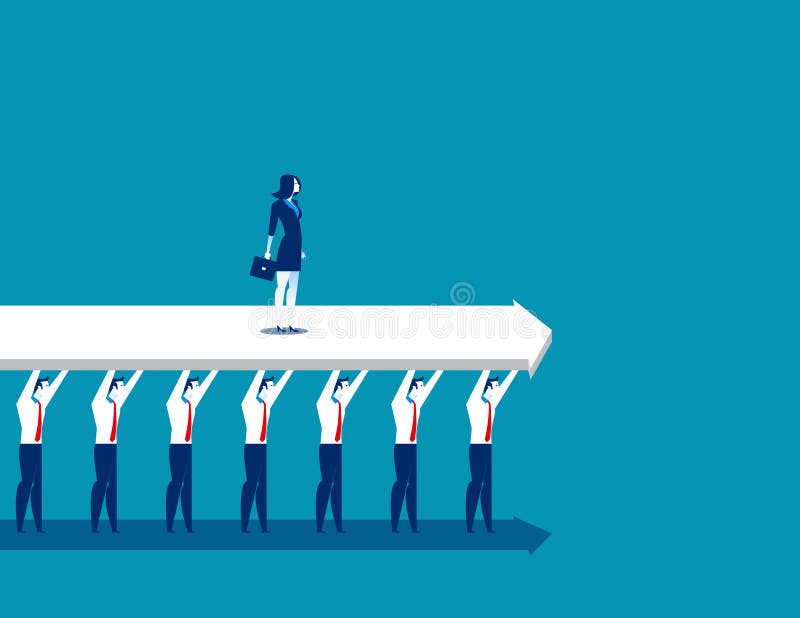 Business Team Lift at Manager Standing in Arrow. Concept Business Team ...