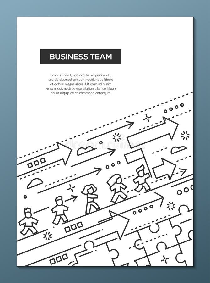 Our Team Line Flat Design Banner with Office Workers Stock Vector ...