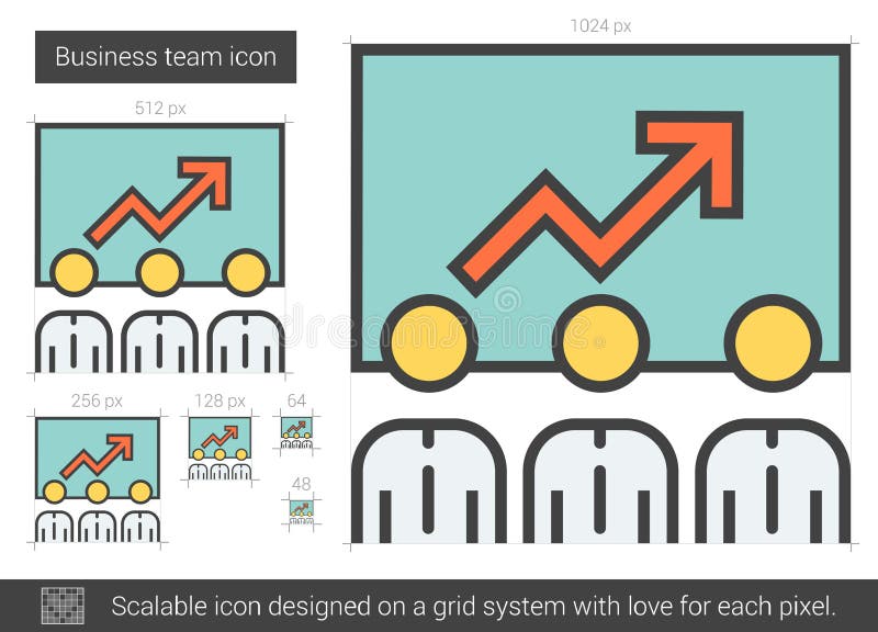 Business team line icon. stock vector. Illustration of male - 100289847