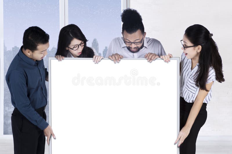 Business Team Look at Empty Whiteboard Stock Photo - Image of group ...
