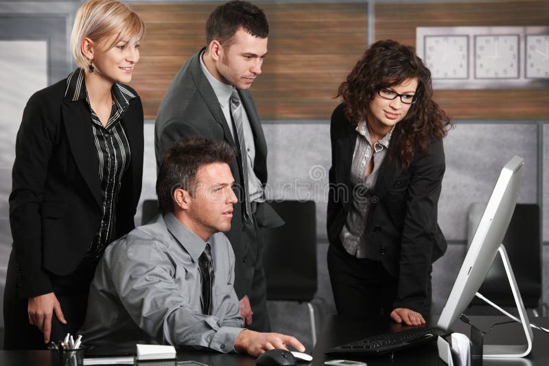 Business Team Looking at Screen Stock Image - Image of corporate ...