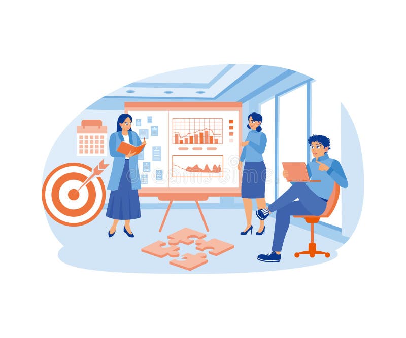 The Business Team Makes a Work Plan on Board. Plan a Business Strategy ...