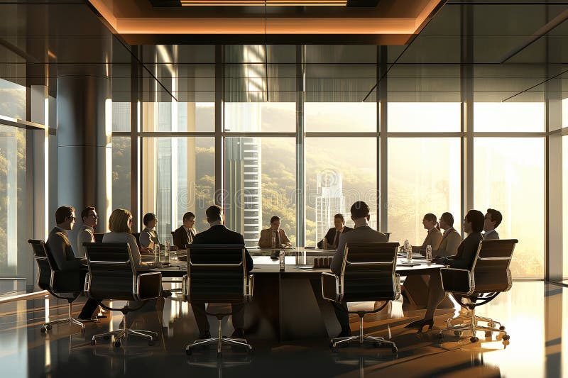 Business Team Meeting in Conference Hall Office with Open Space Stock ...